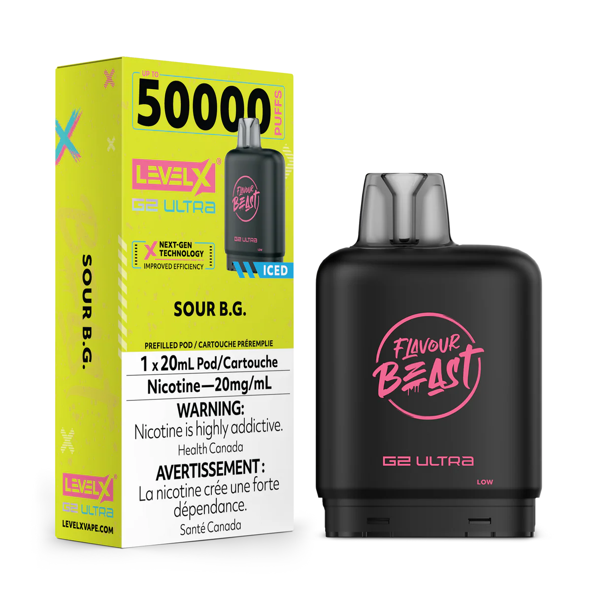 Level X Flavour Beast G2 Ultra - Sour B.G. Iced 20mg — Fat Panda Manitoba