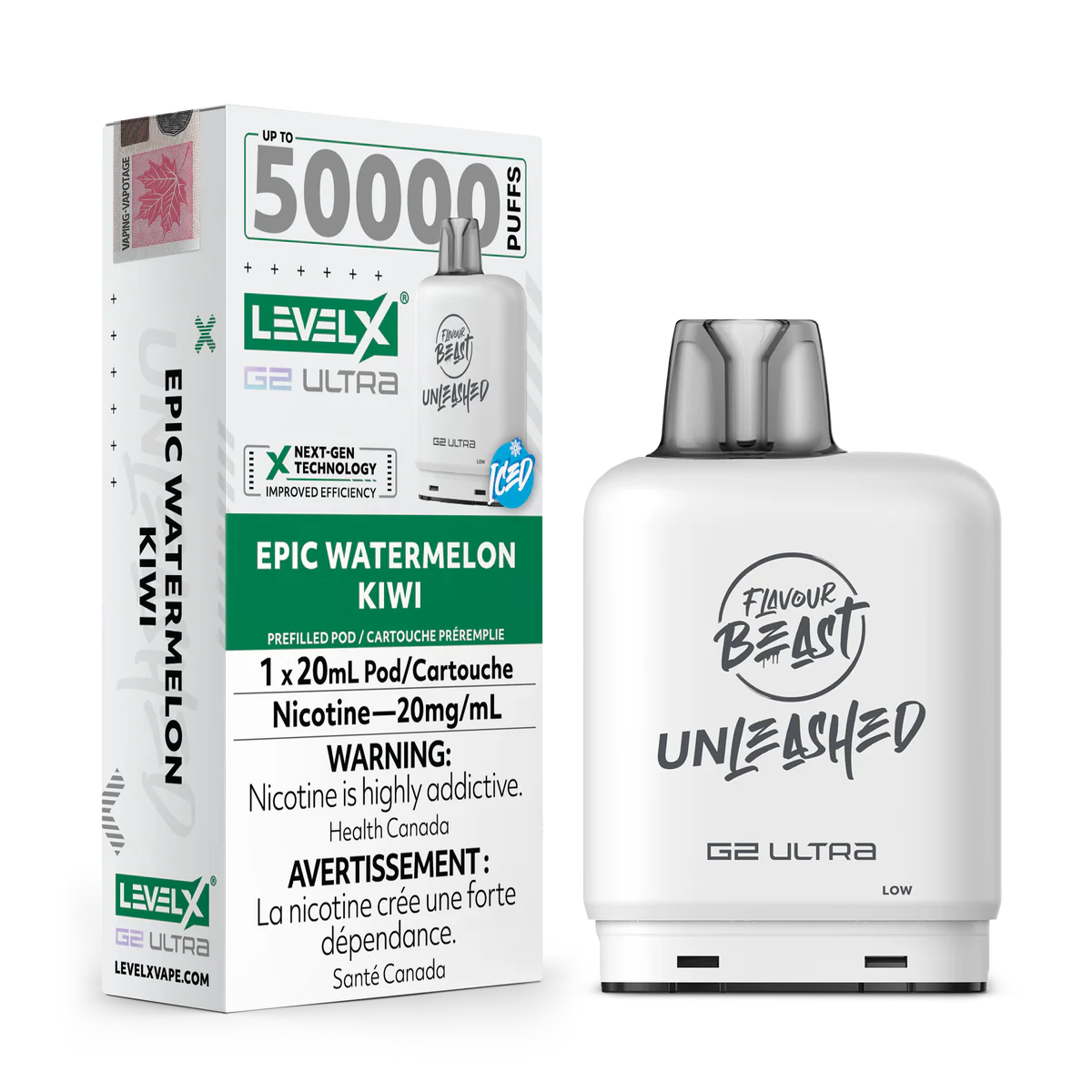 Level X Flavour Beast Unleashed G2 Ultra - Watermelon Kiwi Iced 20mg ...
