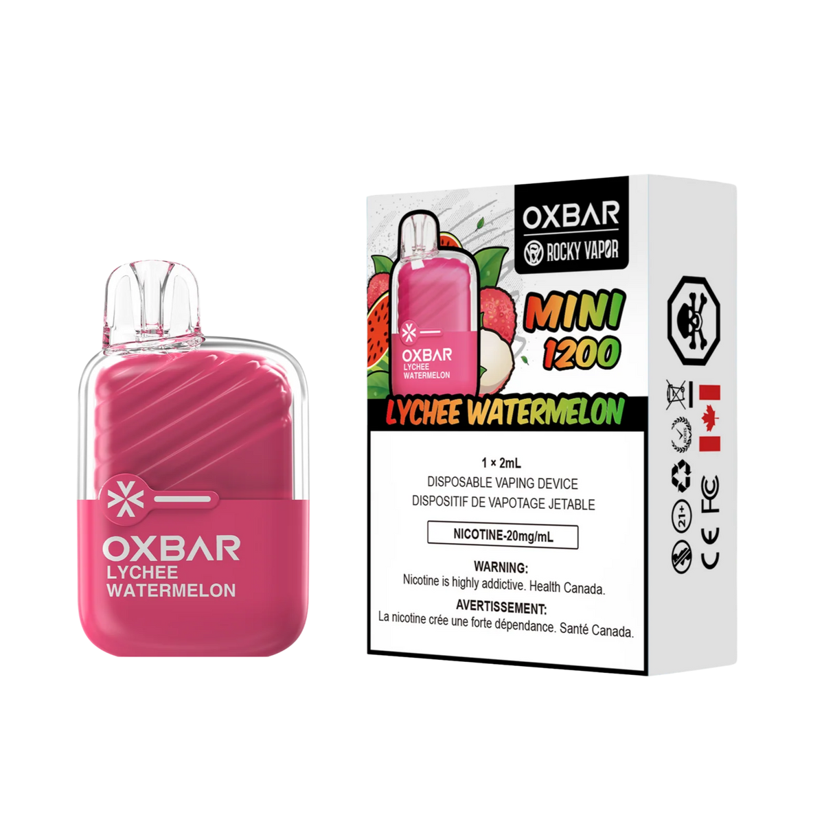 Rocky Vapor OXBAR Mini 1200 Disposable - Lychee Watermelon 20mg — Fat ...